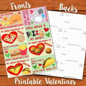 Fast Food Lover Valentine Set - 8 Different Designs - Printable ...