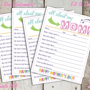 All About My Mom Mum Fill in the Blank Printable for - Etsy