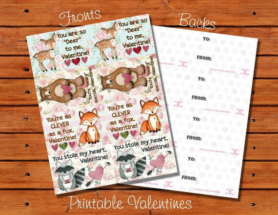 Woodland Animals Valentine Set - Classroom Valentines - Instant ...