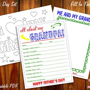 All About My Grandpa Father's Day Kids Questionnaire Coloring Sheets ...