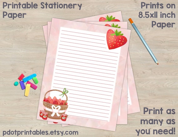 Strawberry Jam Printable Stationery Paper - Penpal Letter Writing ...