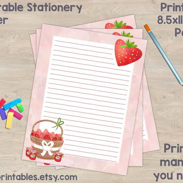 Strawberry Letter Writing Paper - Etsy