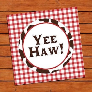Yee Haw Country Cowboy Cupcake Toppers or Party Tags 2" Circles ...