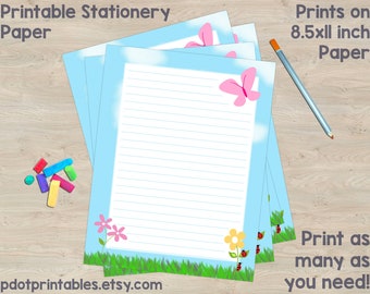 Purple Butterfly Printable Stationery Paper Penpal Letter | Etsy