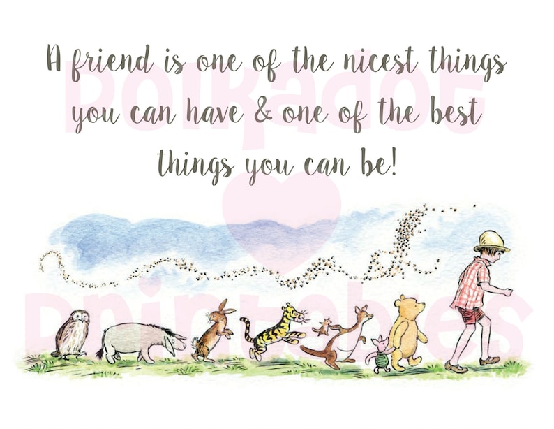 Winnie the Pooh Friendship Quotes Printable Cards Set of 4 Designs ...
