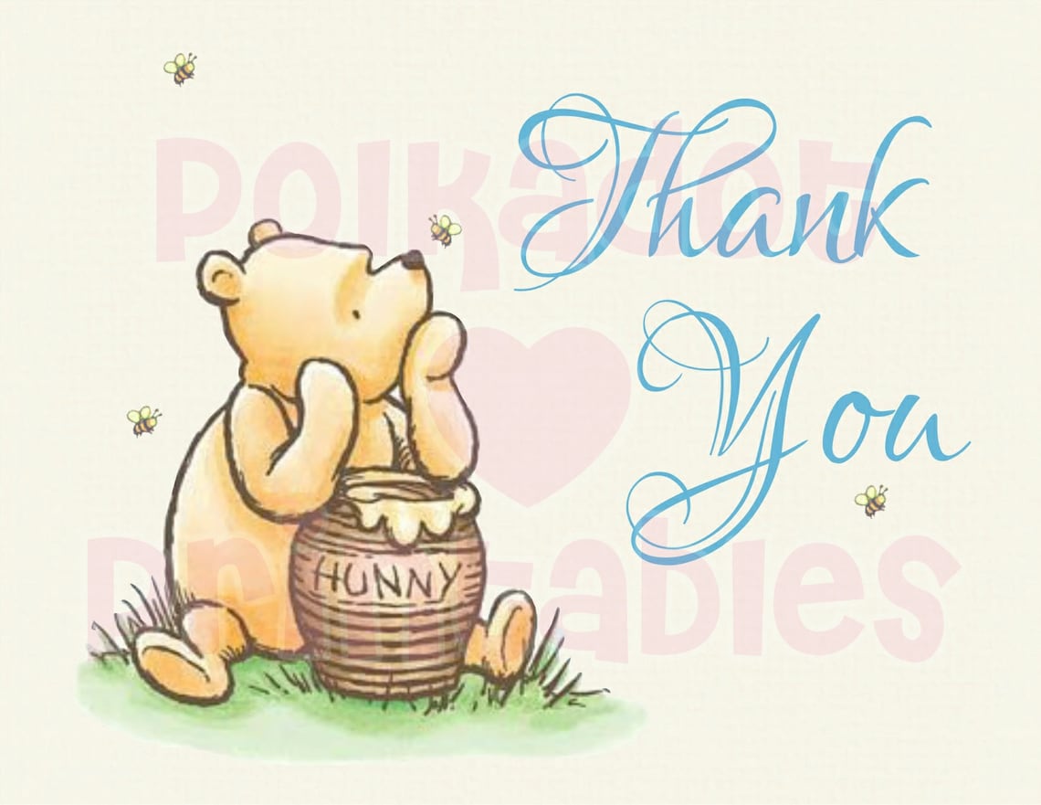 Classic Winnie the Pooh Thank You Card Instant Download - Etsy