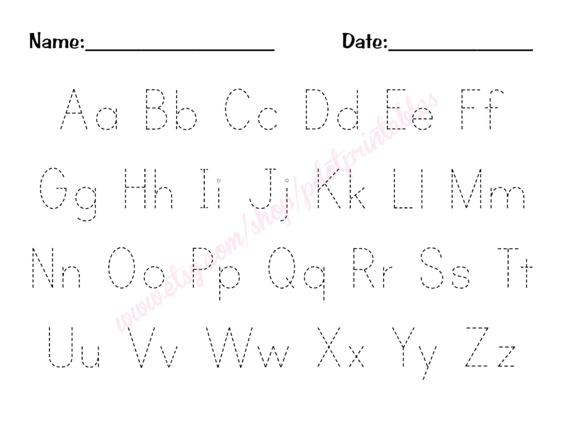 Alphabet Trace Worksheet PDF Digital Printable Beginning - Etsy