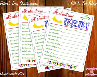 All About My Uncle Father's Day Questionnaire - Instant Downloadable ...