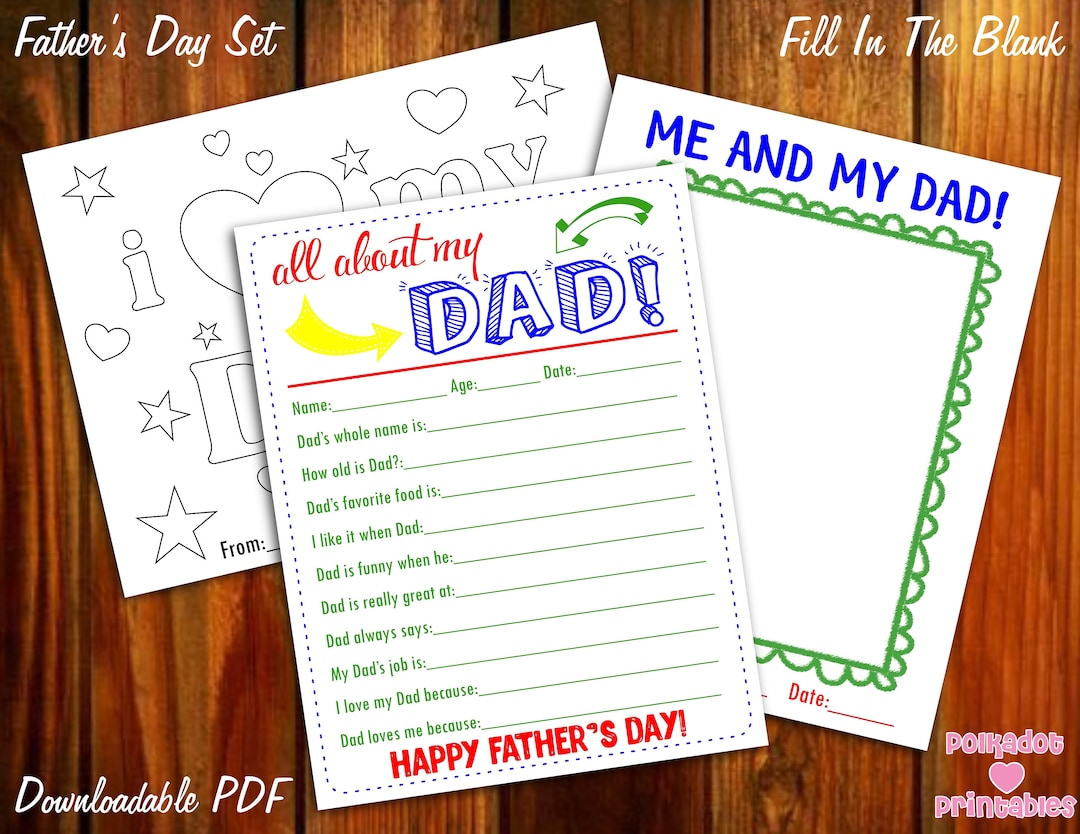 All About My Dad Father's Day Kids Questionnaire Coloring Sheets ...