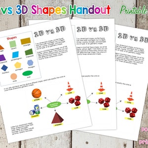 2D Vs 3D Shapes Classroom Handout - Digital Printable PDF - Classroom School Daycare Homeschool ...