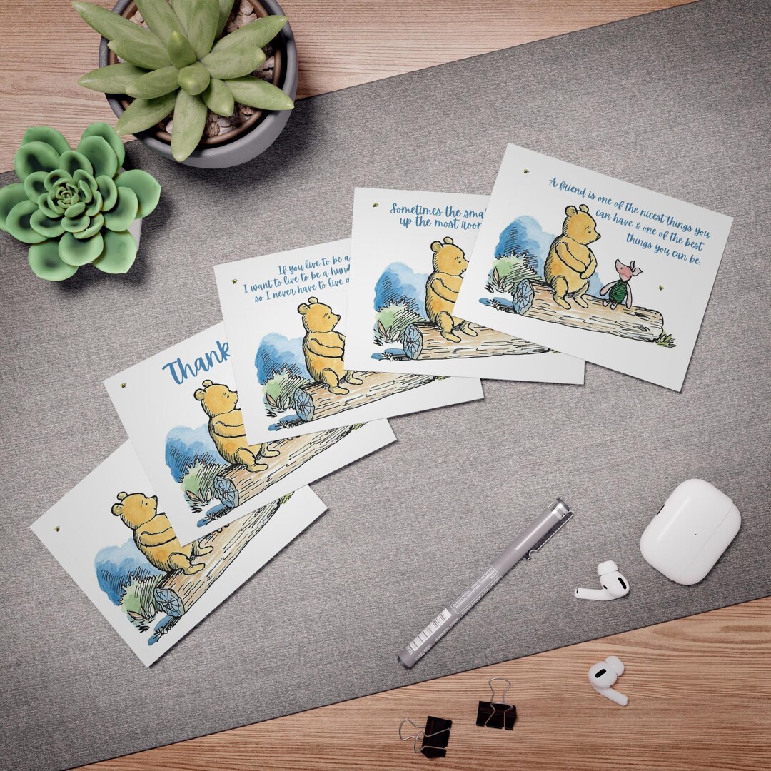 Winnie the Pooh Cards - Set of 5 Designs - Instant Download Thank You ...