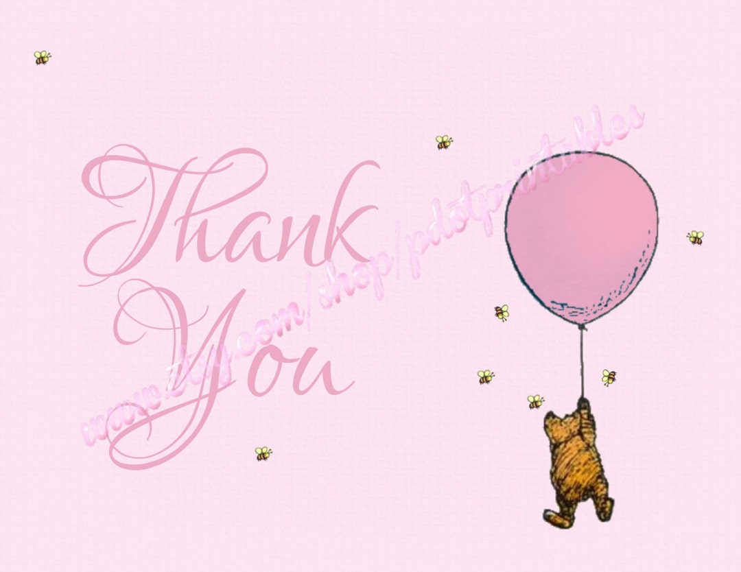 Classic Winnie the Pooh Thank You Card - Instant Download PDF - Pooh ...
