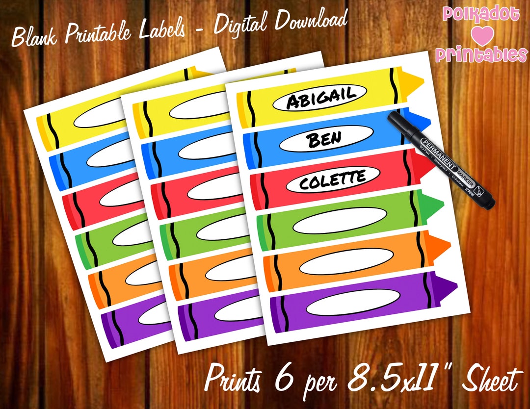 Fill in the Blank Crayon Classroom Labels - Digital Printable Files PDF ...