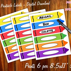 Fill in the Blank Crayon Classroom Labels - Digital Printable Files PDF ...