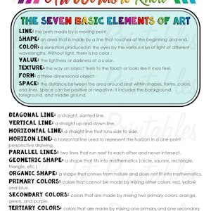 Art Vocabulary Art Words to Know the Seven Basic Elements of Art ...