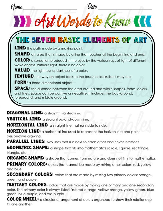 Art Vocabulary For Primary School