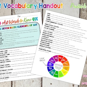 Art Vocabulary Art Words to Know the Seven Basic Elements of Art ...