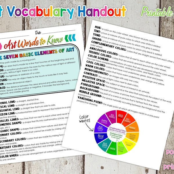 Elements of Art Worksheets - Etsy