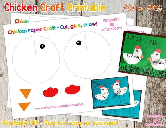 Chicken Paper Craft - Print, Cut, Glue and Draw - Digital Printable PDF ...