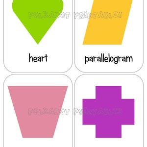 Printable Shape Flashcards Set of 12 - Instant Download - Preschool ...