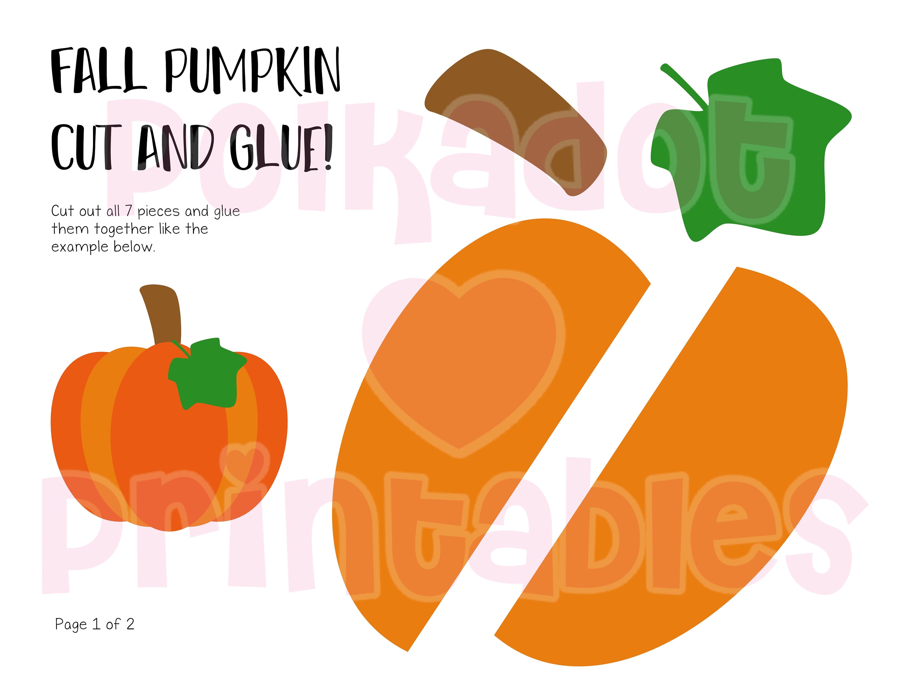 Fall Pumpkin Paper Craft - Print, Cut, and Glue Art (digital Printable ...