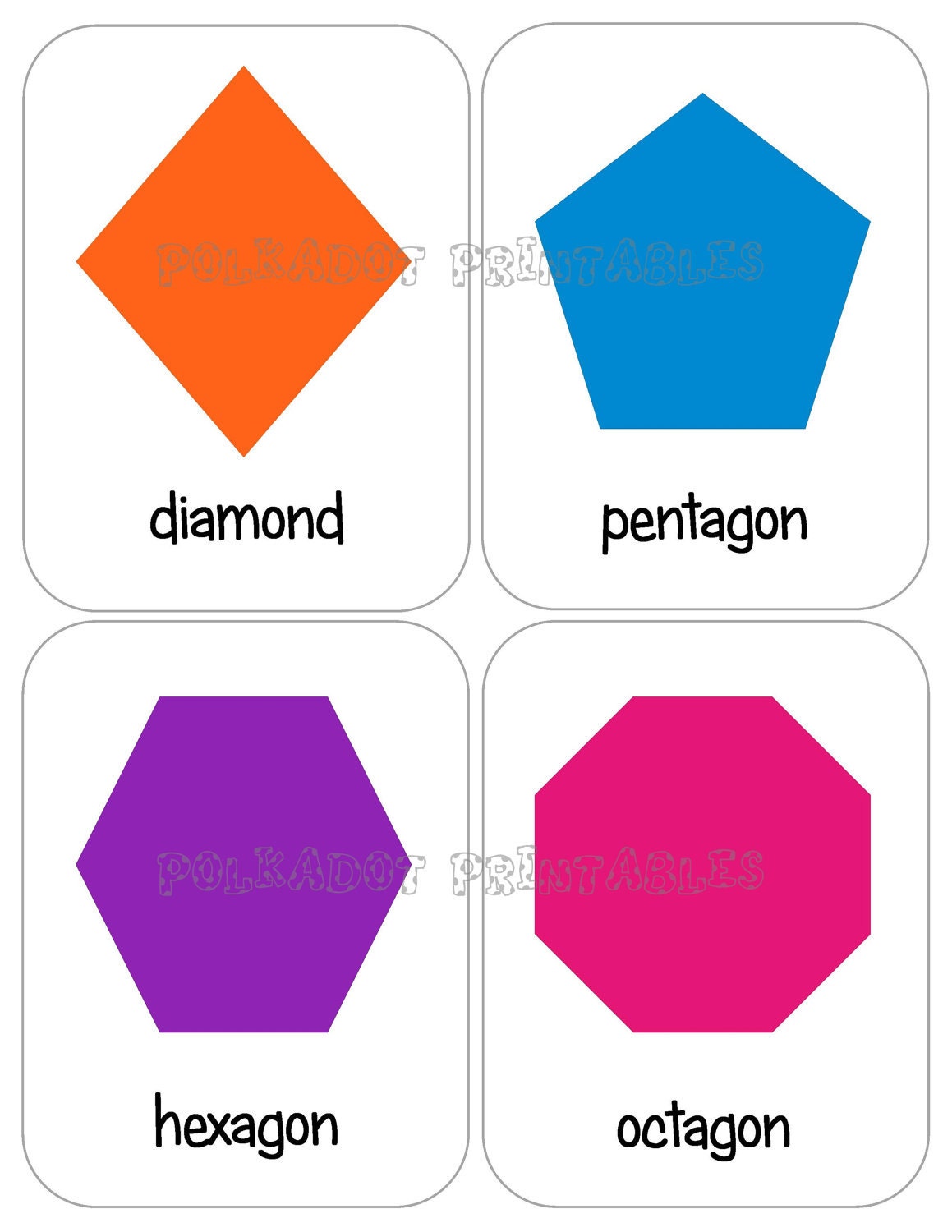 Printable Shape Flashcards Set of 12 Instant Download | Etsy Canada