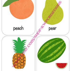 Printable Fruit Flashcards Set of 12, Instant Download PDF, Educational ...