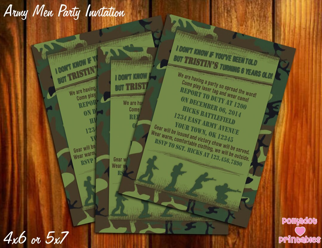 Army Men Party Invitation - 4x6 or 5x7 Digital Printable - Etsy