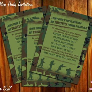 Army Men Party Invitation - 4x6 or 5x7 Digital Printable - Etsy