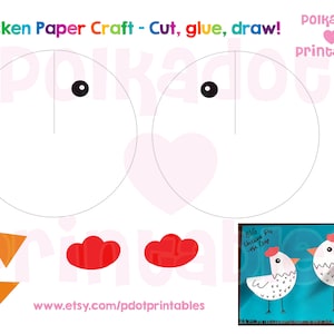 Chicken Paper Craft - Print, Cut, Glue and Draw - Digital Printable PDF ...