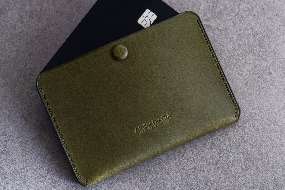 Simplet "snap" Card Case/holder/wallet Buttero Olive by Atelier Du Cuir ...