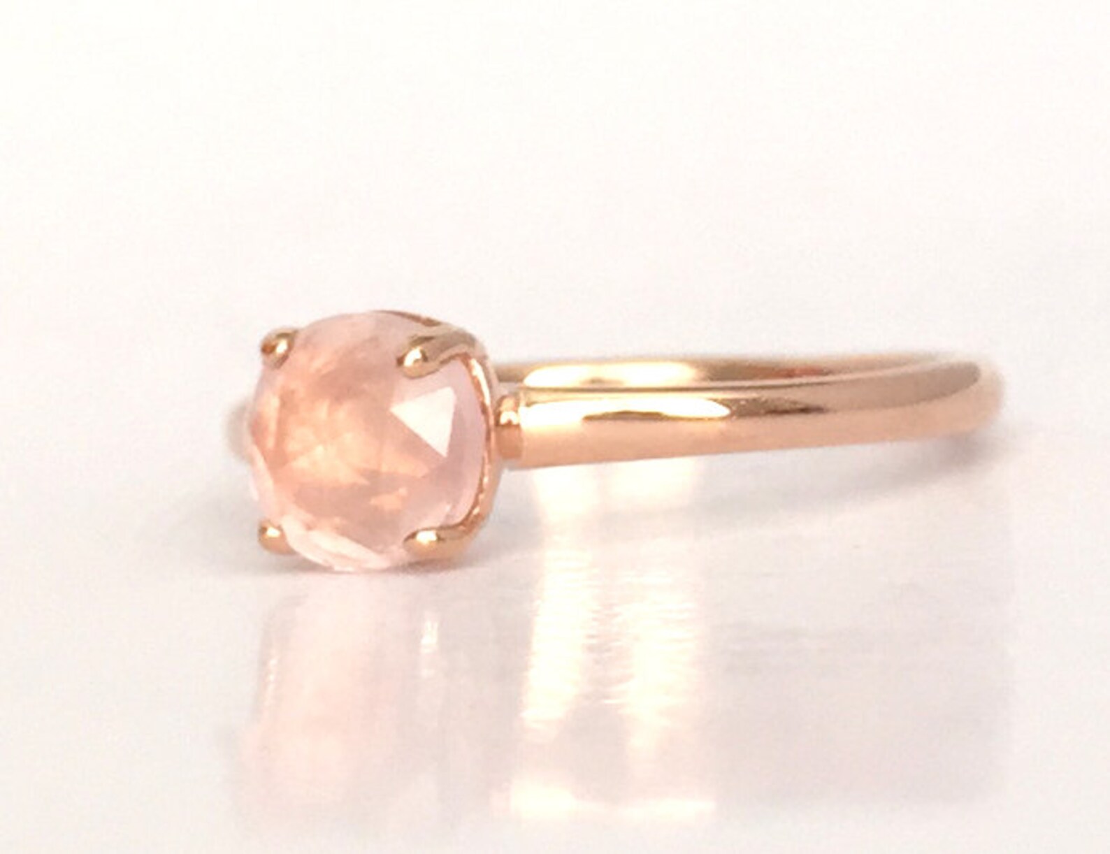Faceted Rose-cut Round 6mm Rose Quartz 18K Rose Gold Vermeil - Etsy
