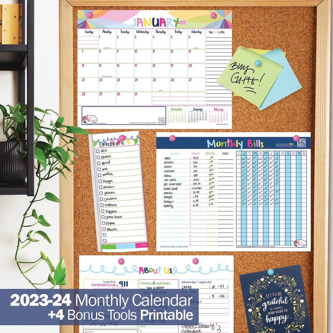 Printable 2024-25 Monthly View Calendar Bonus Tools Print-ready ...