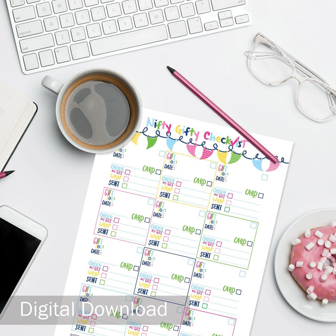 Nifty Gifty Gift Checklist | Digital Download | Print-ready, Delivered ...