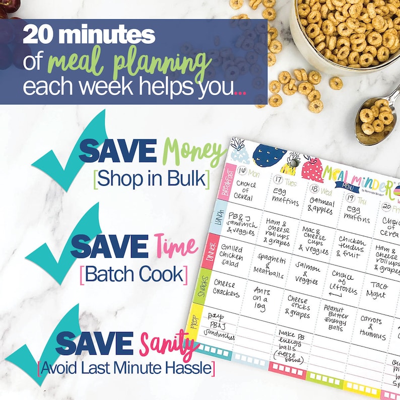 Weekly Meal Planner Pad: 52-week Menu Organizer With Grocery List - Etsy