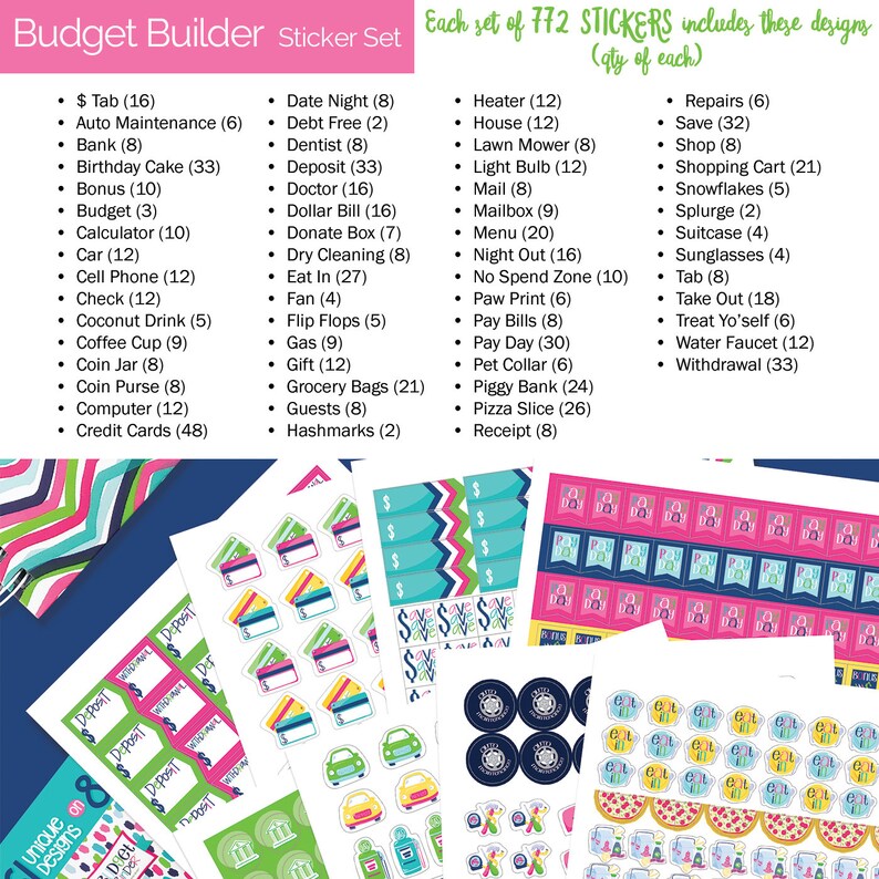 Budget Planning Sticker Sets Financial Planning 772 Count | Etsy