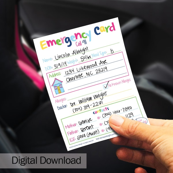 Emergency Card Digital Print - Etsy