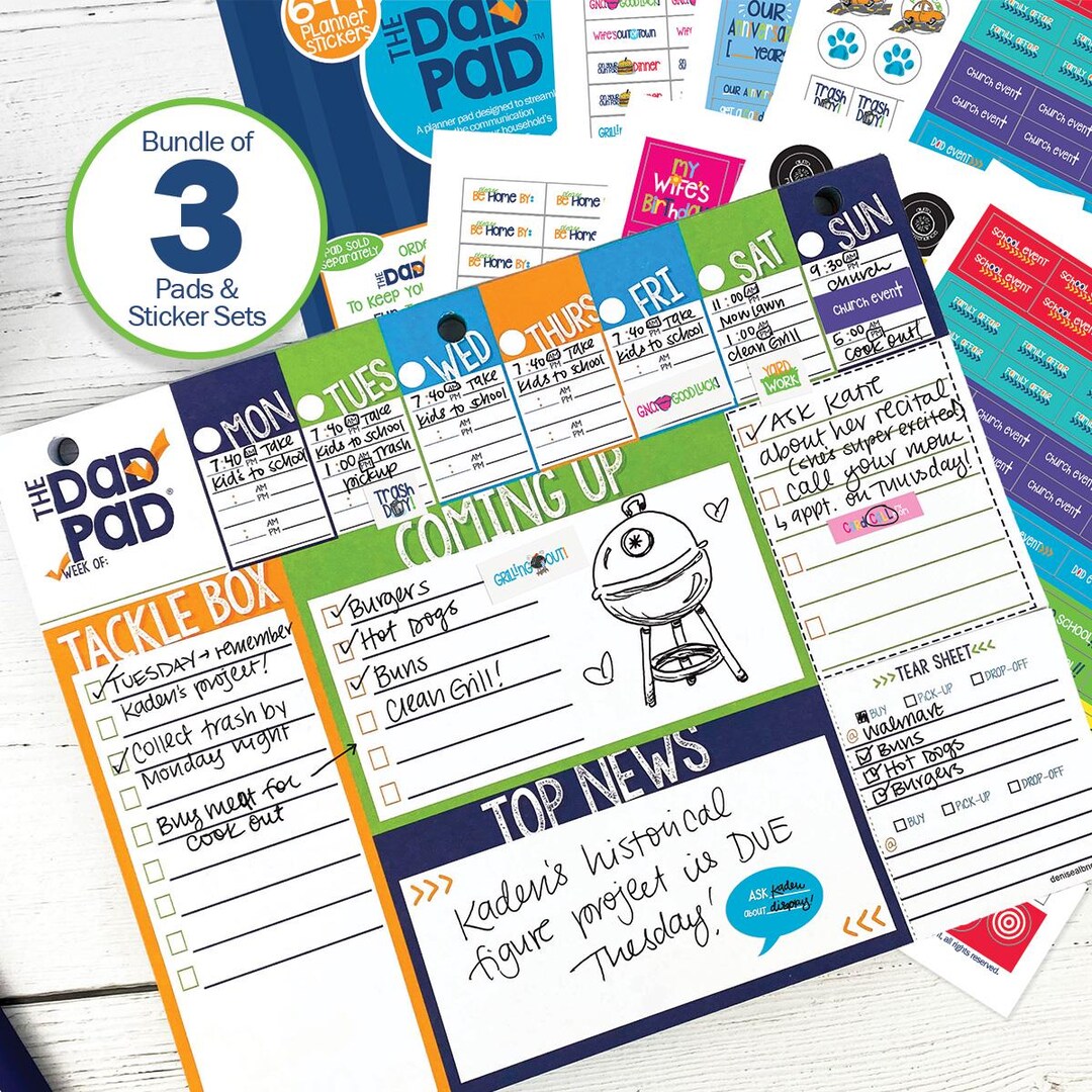 Dad Pad® Gift Set | Bundle of 3 Dad Pad® Weekly Planner Pads + 3 Dad ...