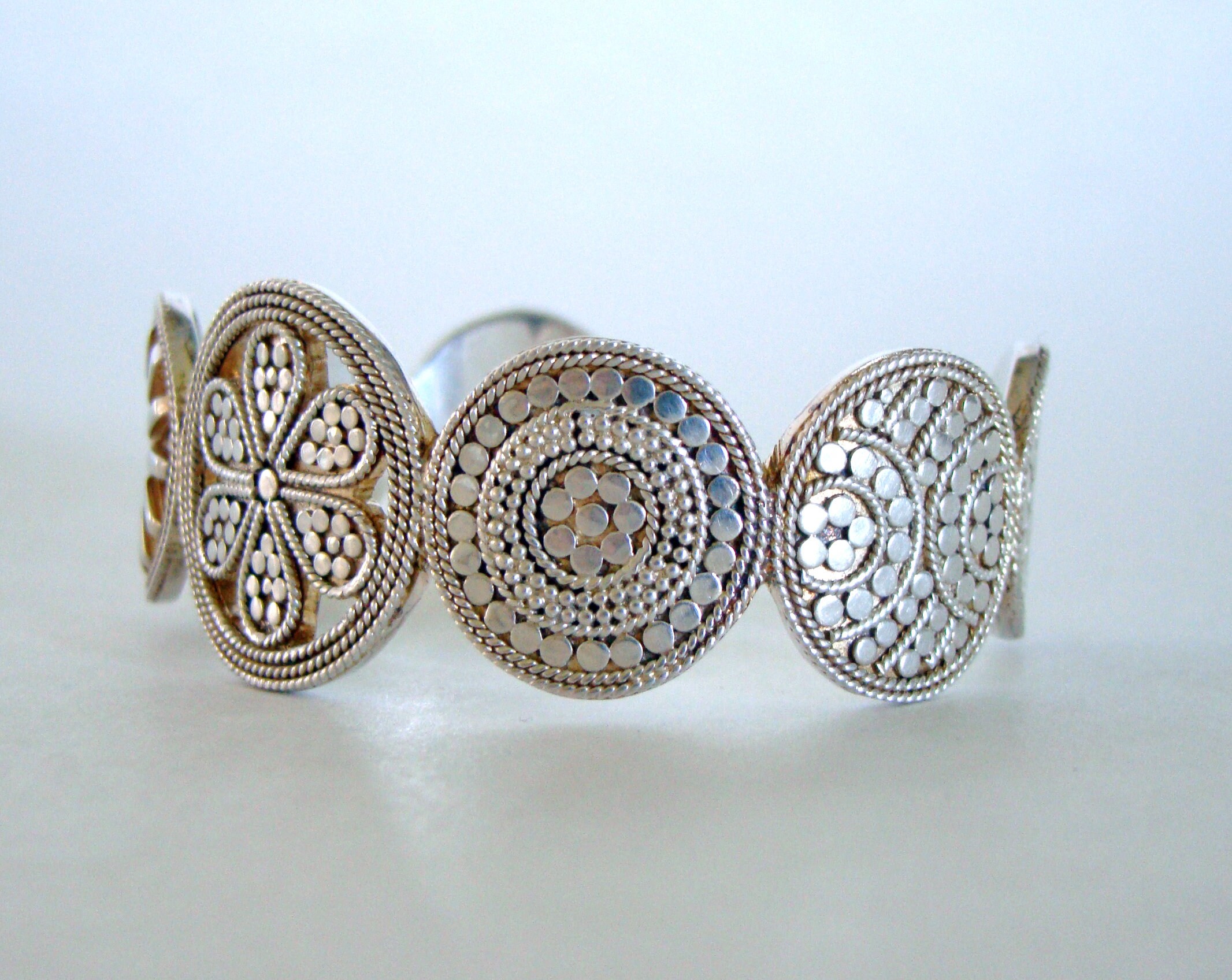 Signed Anna Beck Sterling Silver Cuff Bracelet, Hand Crafter With Gold ...