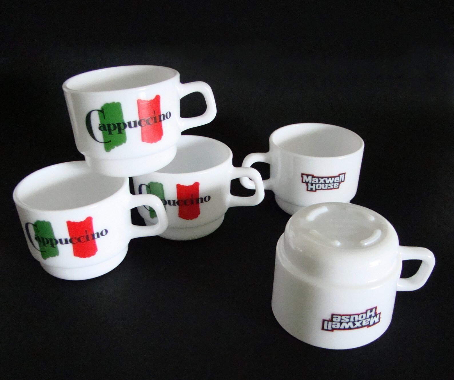 Maxwell House Cappuccino Coffee Mugs, Restaurant Stacking Cups, Arcopal ...