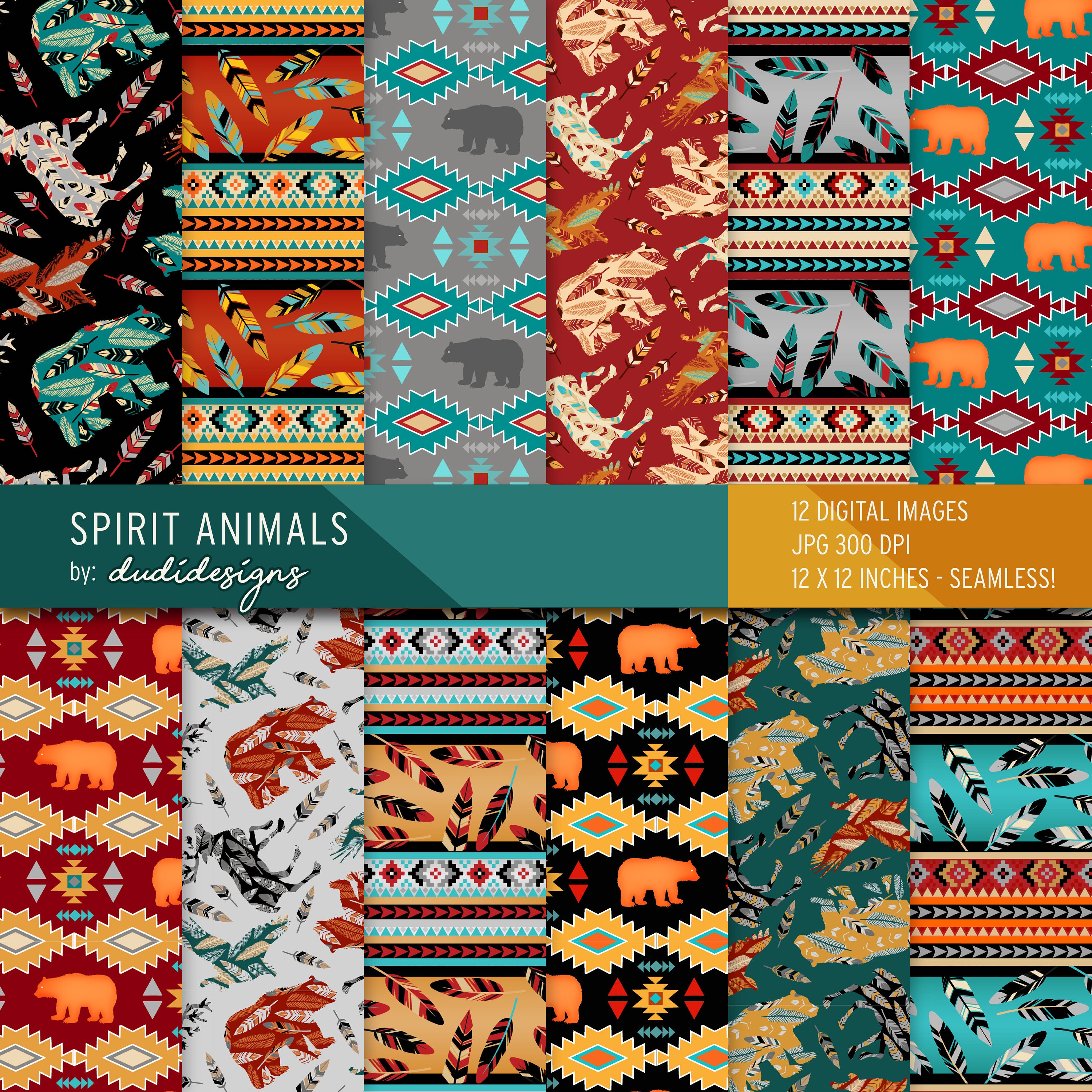 Native Spirit Animals Paper Pack. Scrapbooking Pages, Background ...