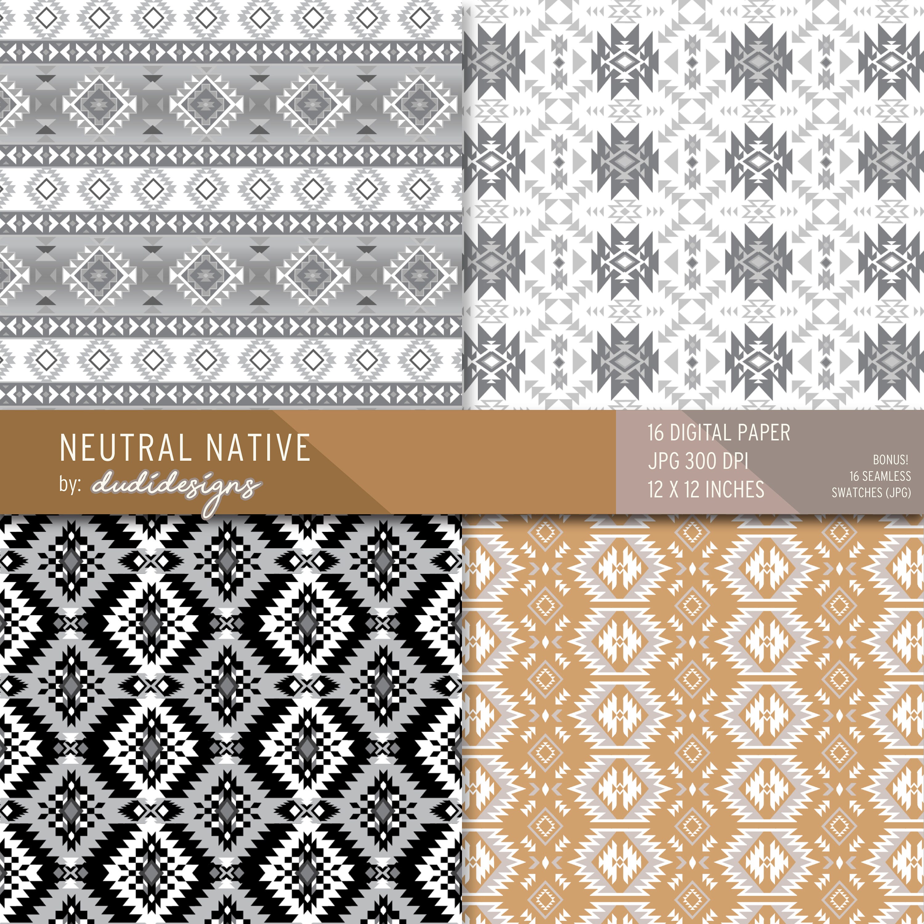 Neutral Native Digital Paper Pack. Scrapbooking Pages, Background ...