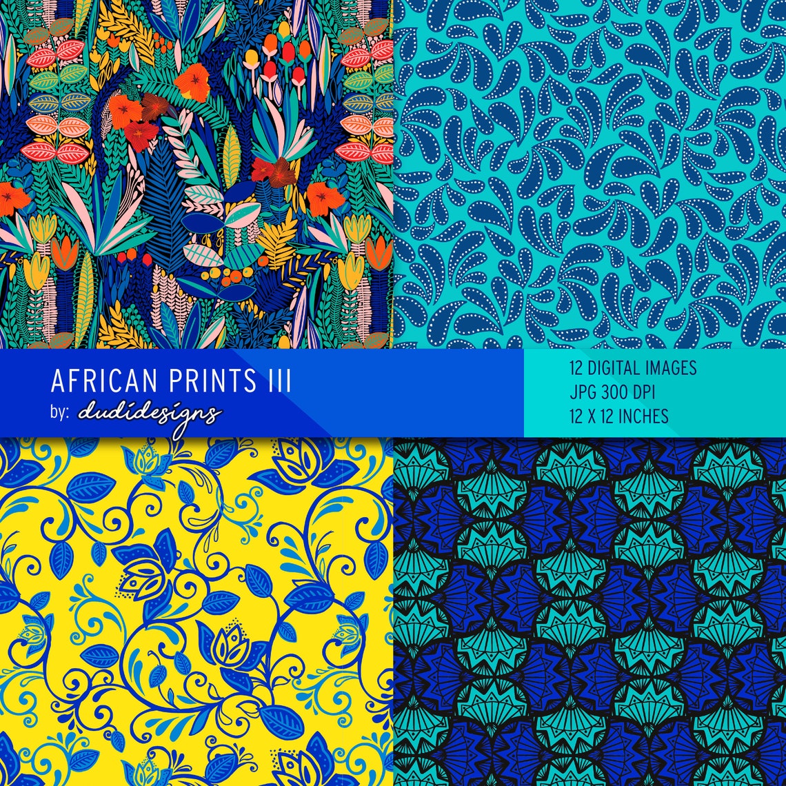 African Print Seamless Digital Paper Pack Part 3 Scrapbooking Pages Background Ankara Pattern