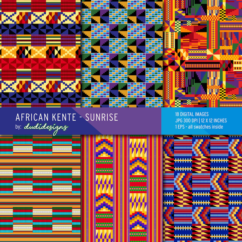 Kente Digital Paper Pack: African Pattern Backgrounds (digital Download ...
