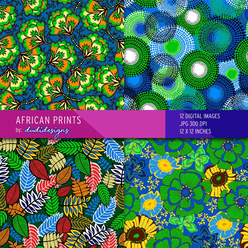African Print Seamless Digital Paper Pack. Scrapbooking Pages ...