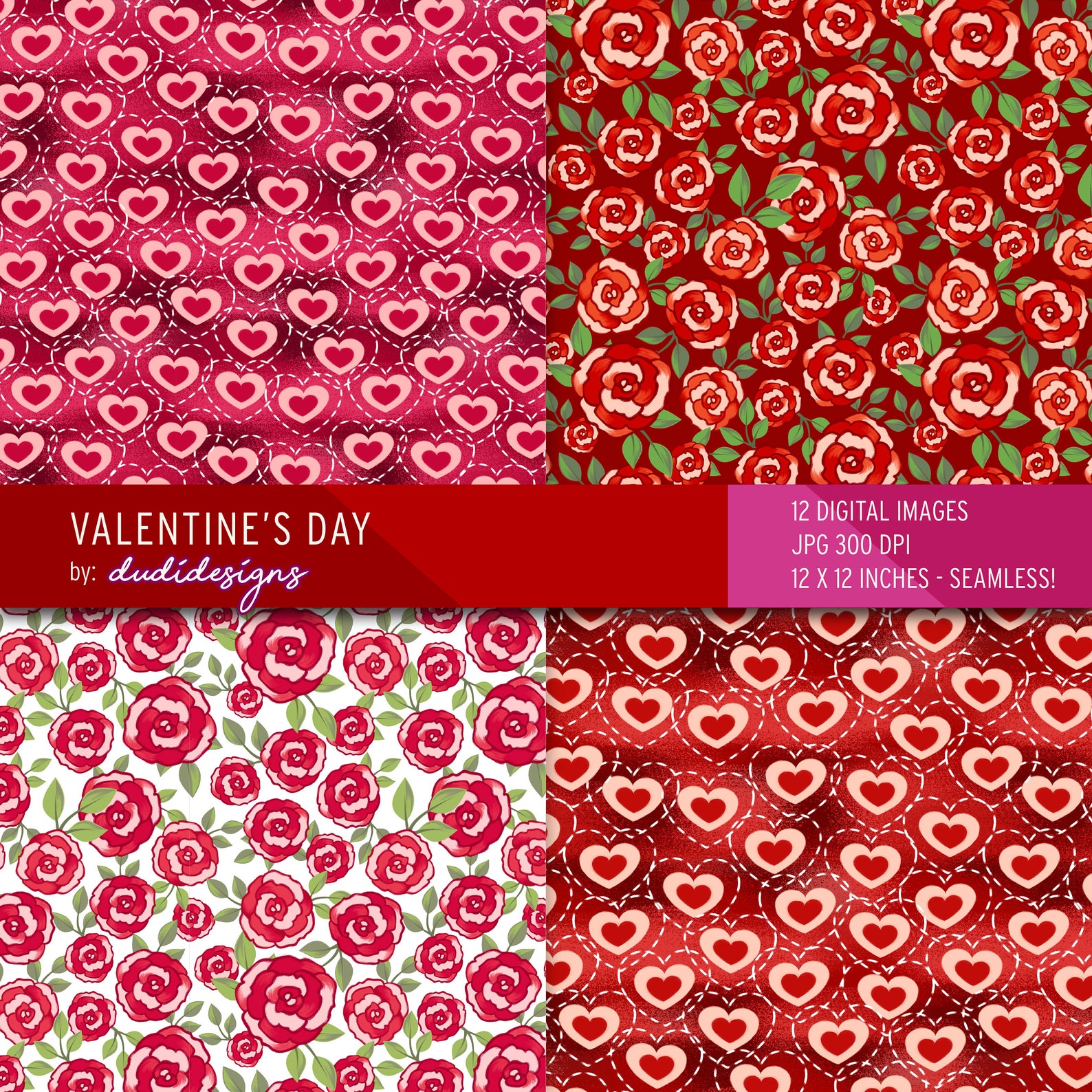 Valentine's Day Digital Paper Pack. Scrapbooking Pages, Background ...