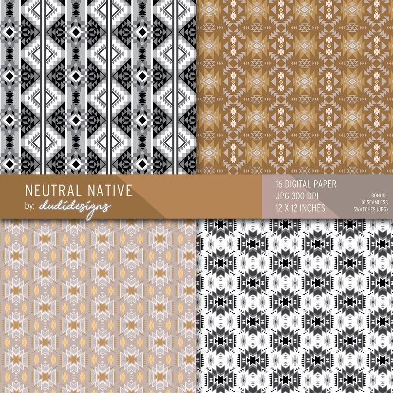 Neutral Native Digital Paper Pack. Scrapbooking Pages, Background ...