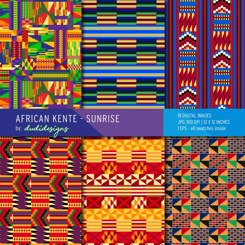 Kente Digital Paper Pack: African Pattern Backgrounds (digital Download ...