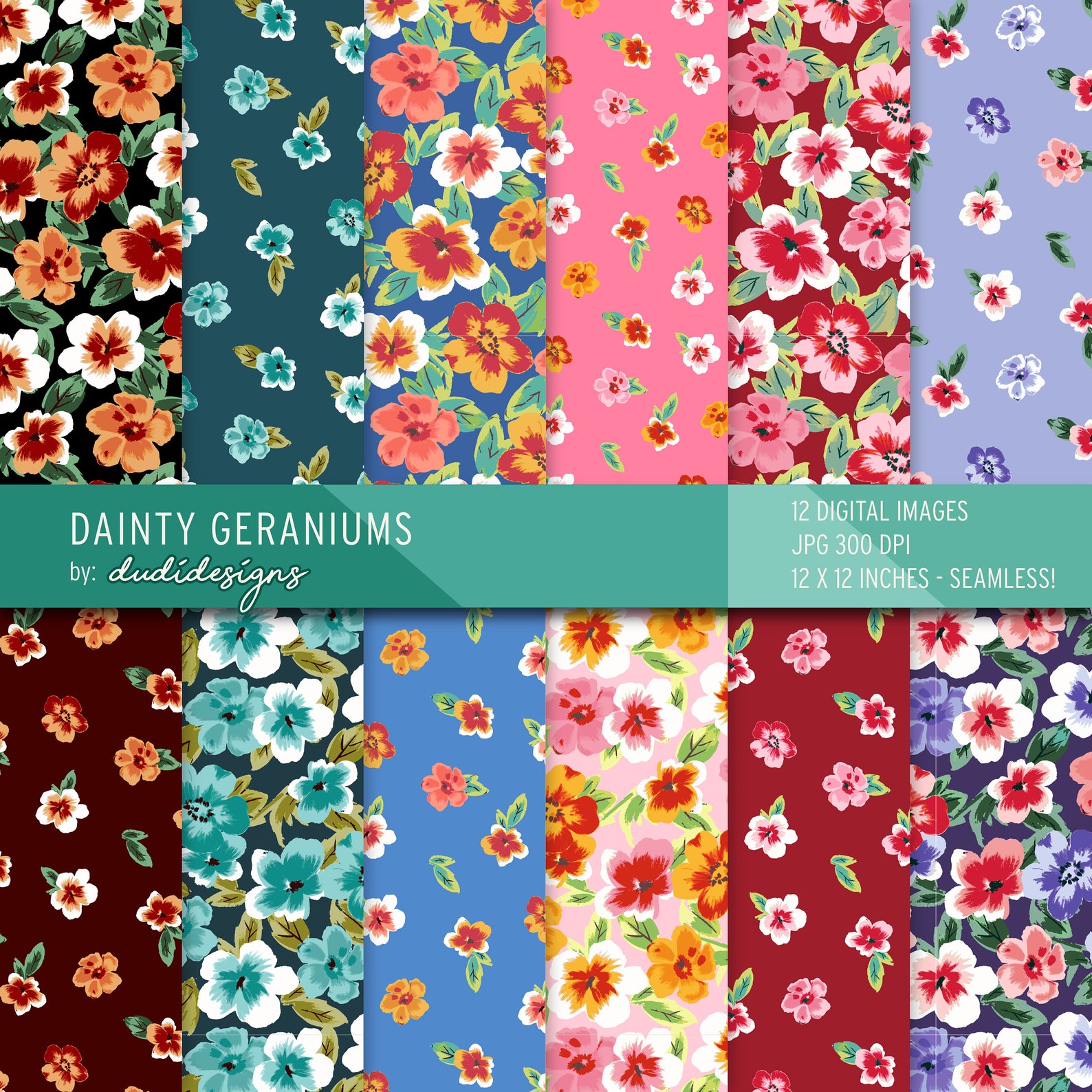 Liberty Style Seamless Floral Digital Paper, Fabric, Scrapbook ...