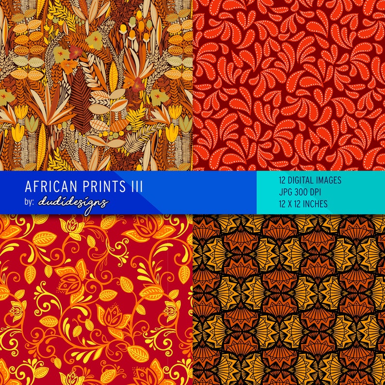 African Print Seamless Digital Paper Pack - Part 3. Scrapbooking Pages ...